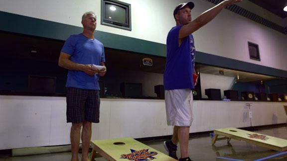 Kenny at the cornhole championship - ESPN