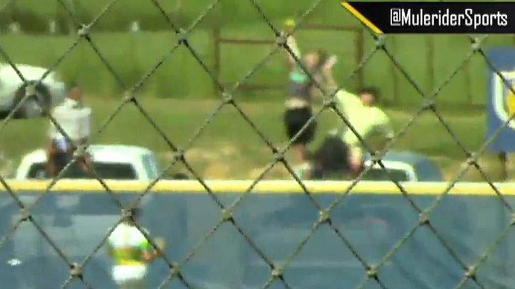 Fan falls out of pickup truck after catching home run ball - ESPN Video