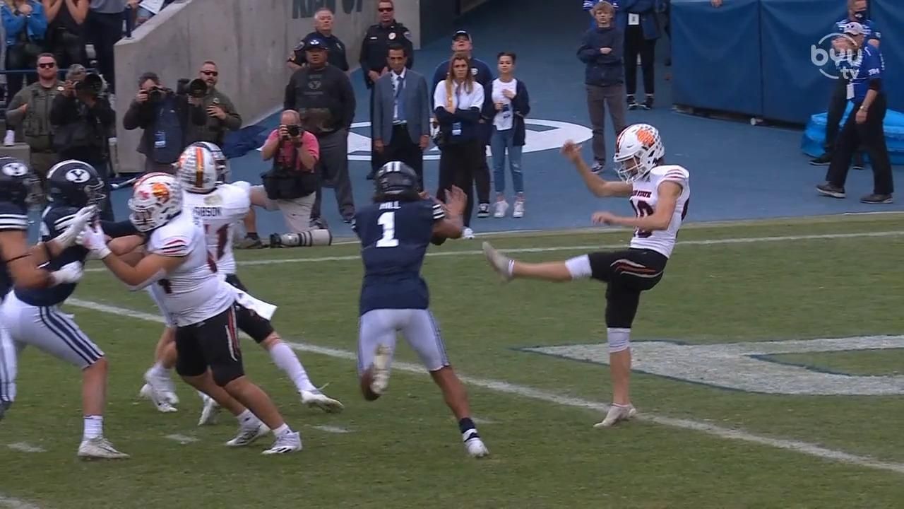 BYU continues rout of Idaho State with blocked punt for TD - ESPN Video