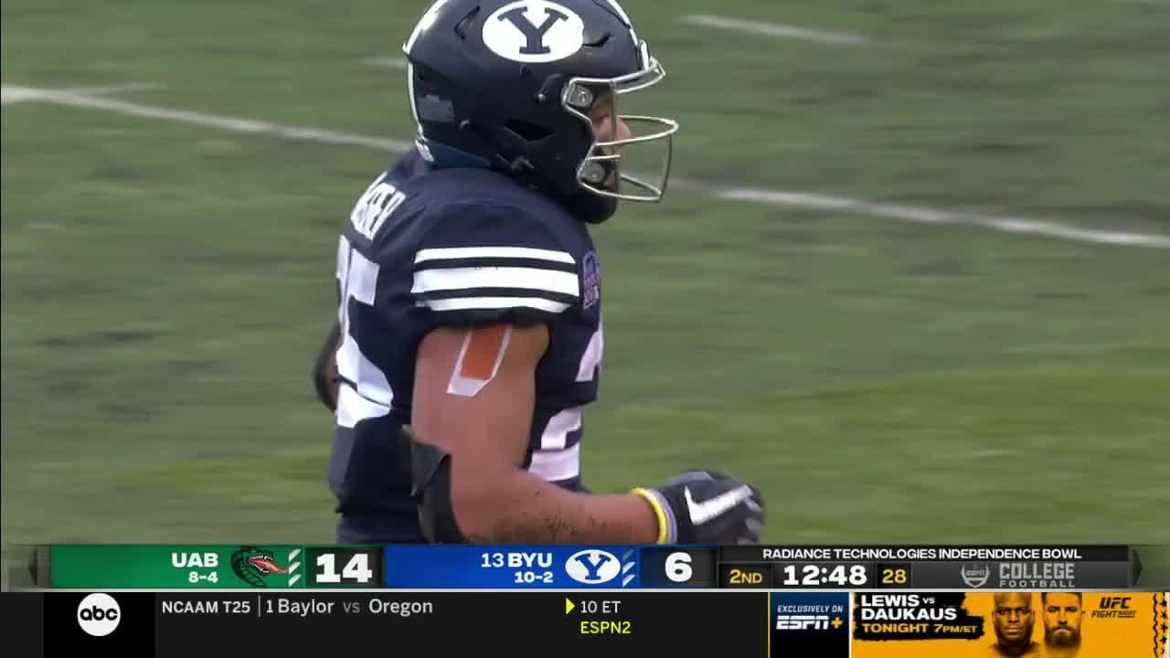 Tyler Allgeier powers his way into the end zone for a BYU TD - ESPN Video