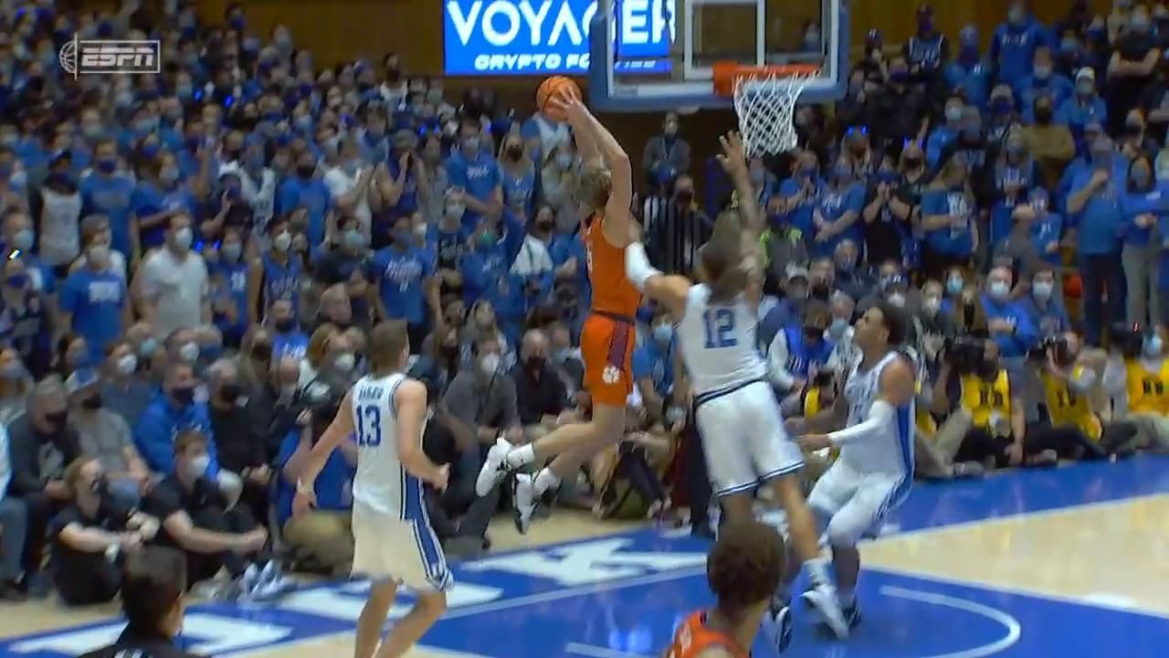 Hunter Tyson gets up for the slam against Duke - ESPN Video