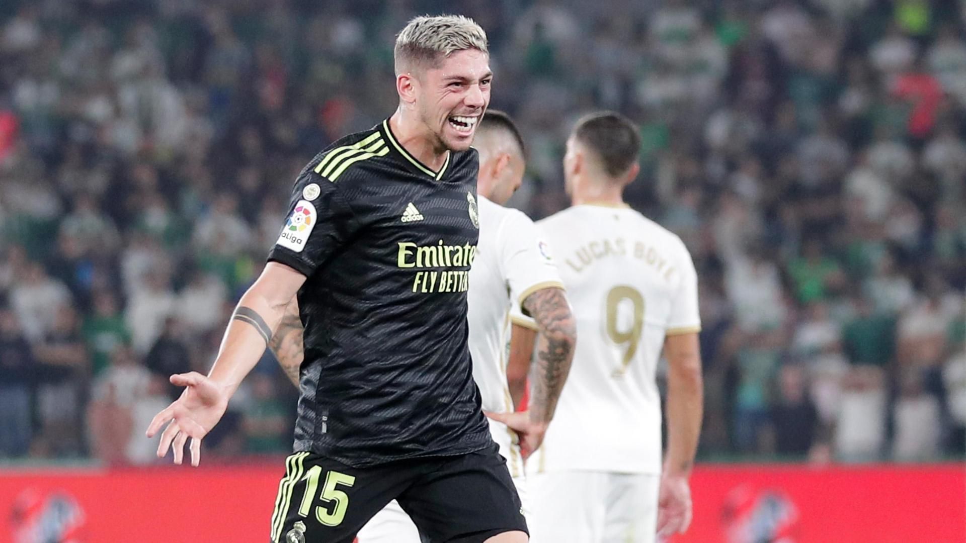 Valverde rips one from outside the box for Real Madrid's opening goal ...