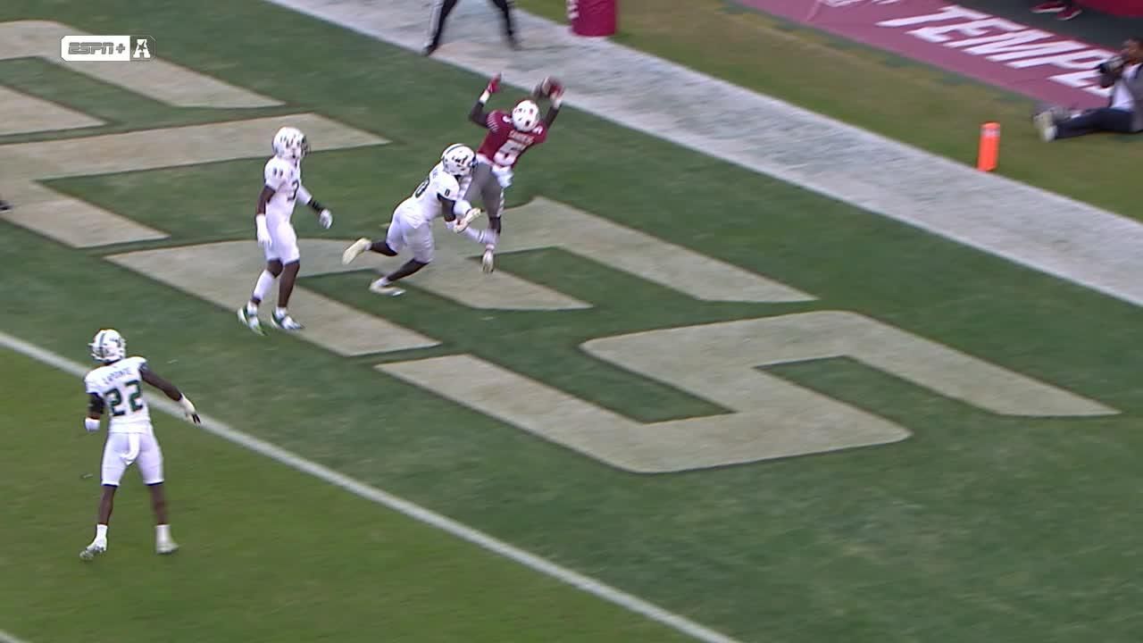 Temples Sanders Makes 1 Handed Td Grab Espn Video