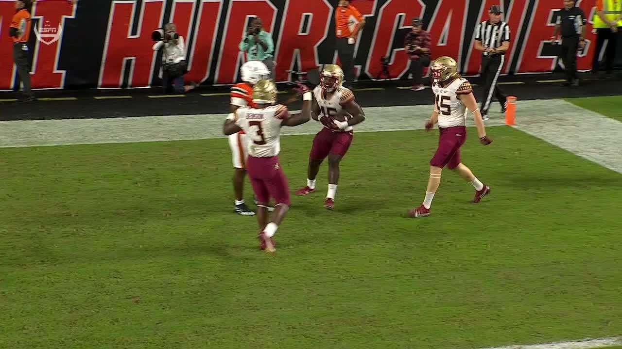 DJ Lundy makes the wide-open catch to extend Noles' lead - ESPN Video