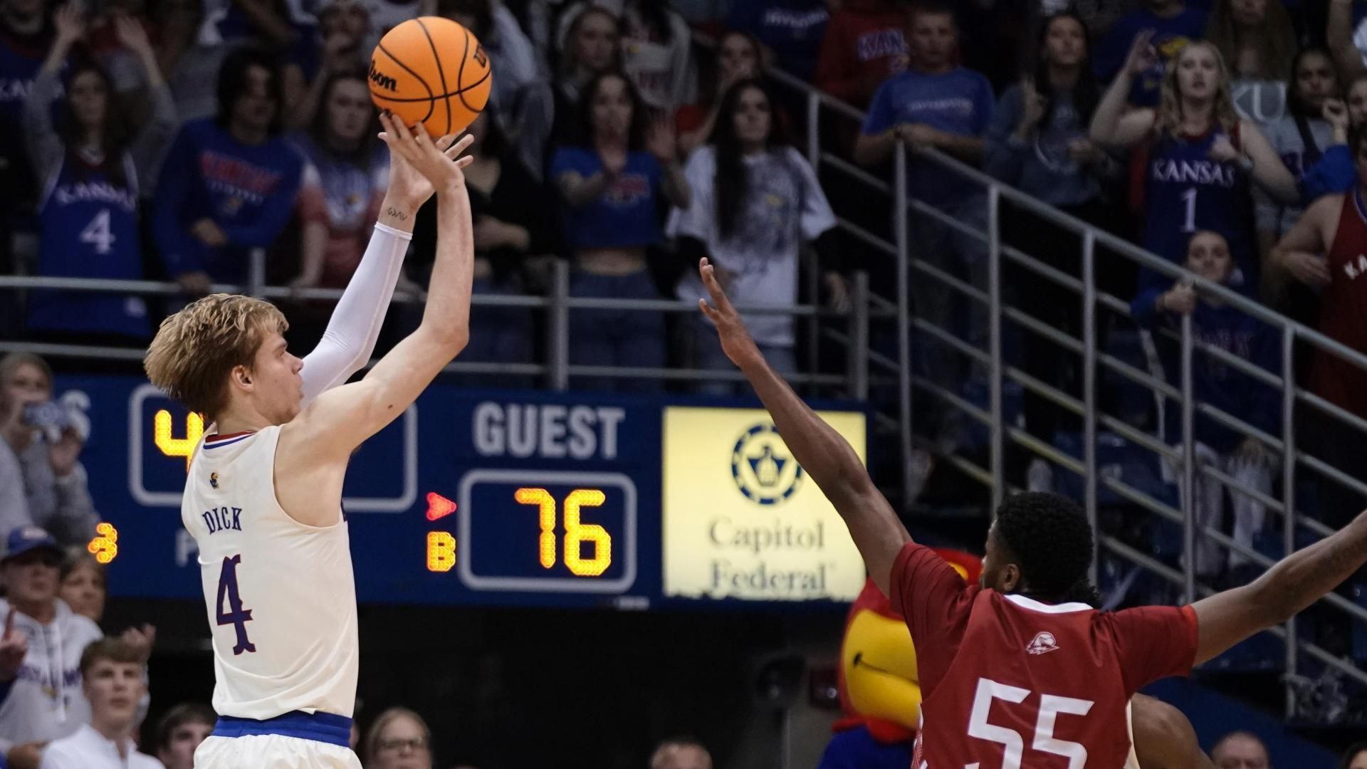 Gradey Dick's trey all but seals win for the Jayhawks - ESPN Video