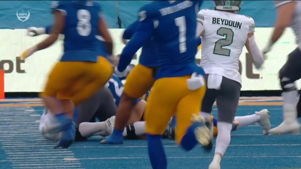 Kyle Harmon drops opposing QB for the sack - ESPN Video