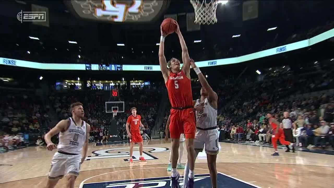 Hunter Tyson elevates for dunk vs. Georgia Tech Yellow Jackets - ESPN Video
