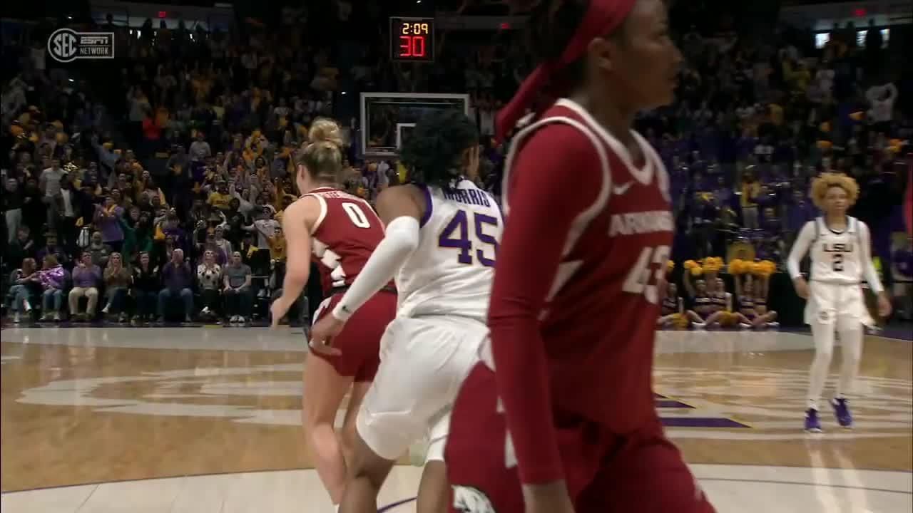 Alexis Morris makes the nice jump shot against the Arkansas Razorbacks ...