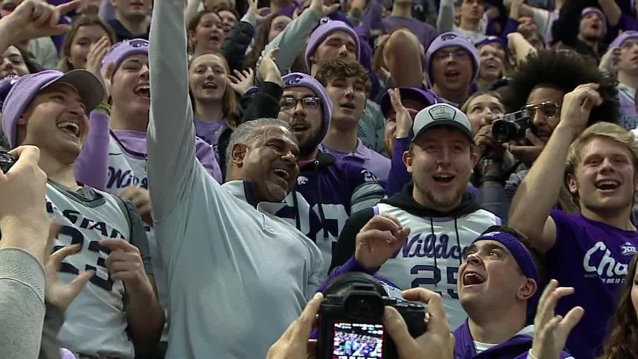 K-State coach Jerome Tang joins student-section celebration - ESPN Video