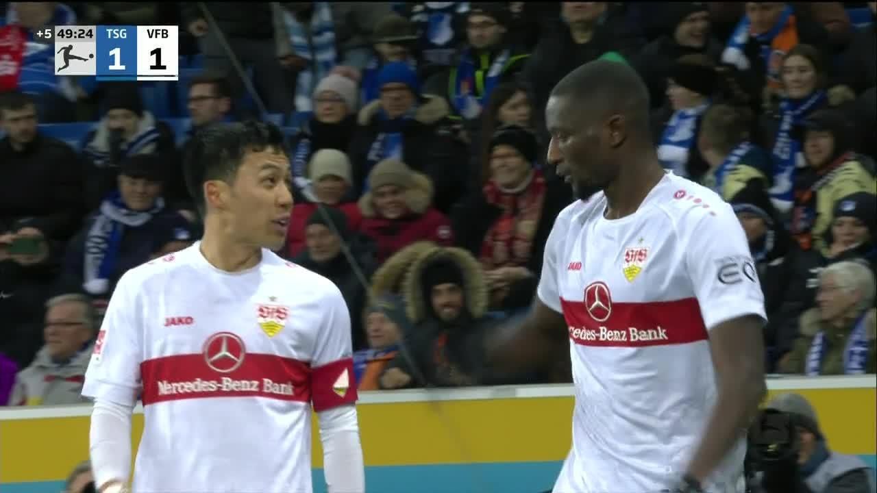 Sehrou Guirassy goal 50th minute TSG Hoffenheim 1-1 VfB Stuttgart ...