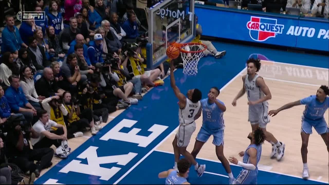 Jeremy Roach increases Duke's lead with layup - ESPN Video