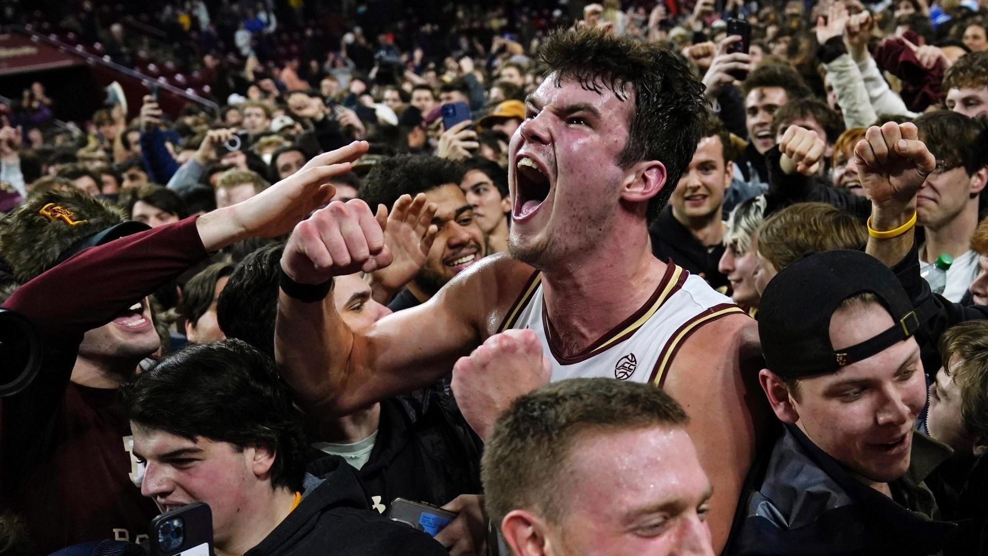 Boston College fans storm the court after win over No. 6 Virginia ...