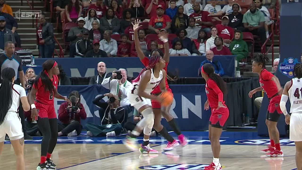 Aliyah Boston powers through her defender for the finish - ESPN Video