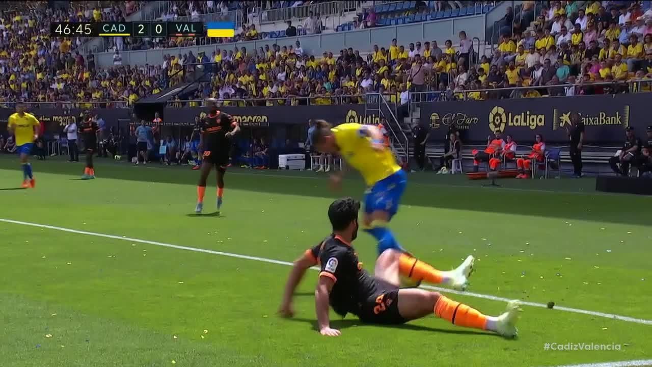 Sergi Guardiola goal 46th minute Cadiz 2-1 Valencia - ESPN Video