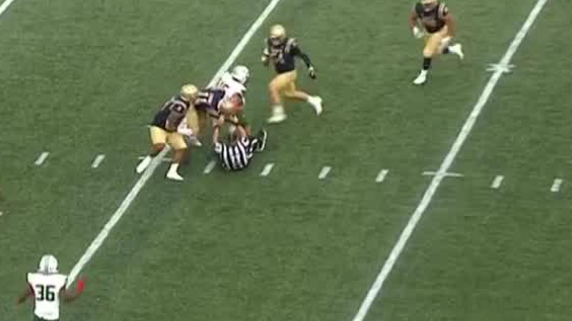 Referee gets tackled in Navy-Wagner - ESPN Video