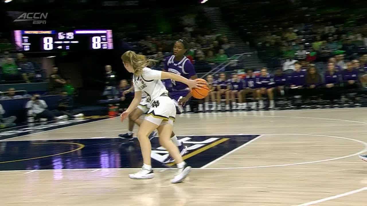 Notre Dame's Anna DeWolfe with the behind-the-back dime - ESPN Video