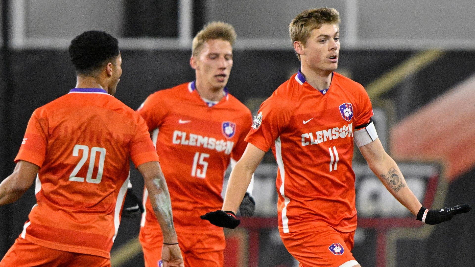 Brandon Parrish fires one from outside the box for a Clemson goal ...