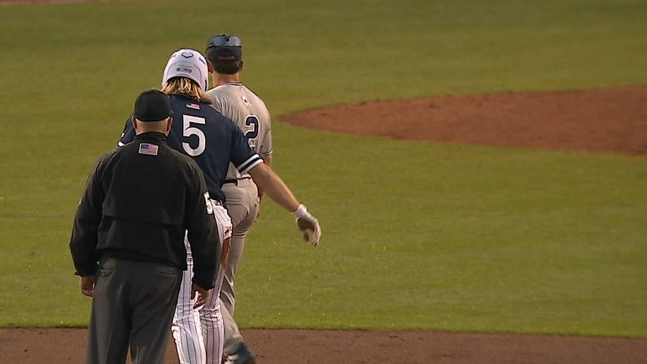 Luke Hanson drives in 2 with a hit up the middle - ESPN Video