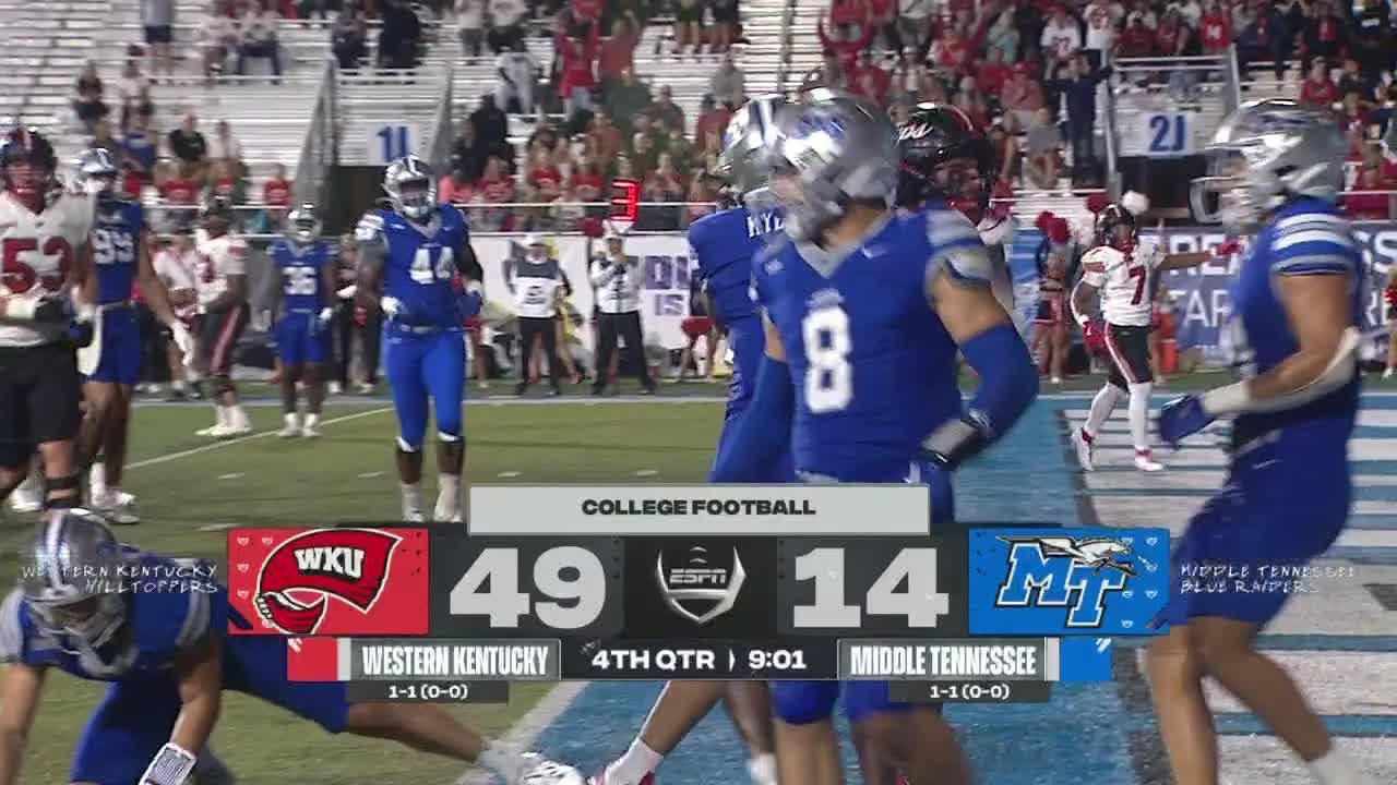 Caden Veltkamp fires his 5th TD pass of the game for Western Kentucky ...