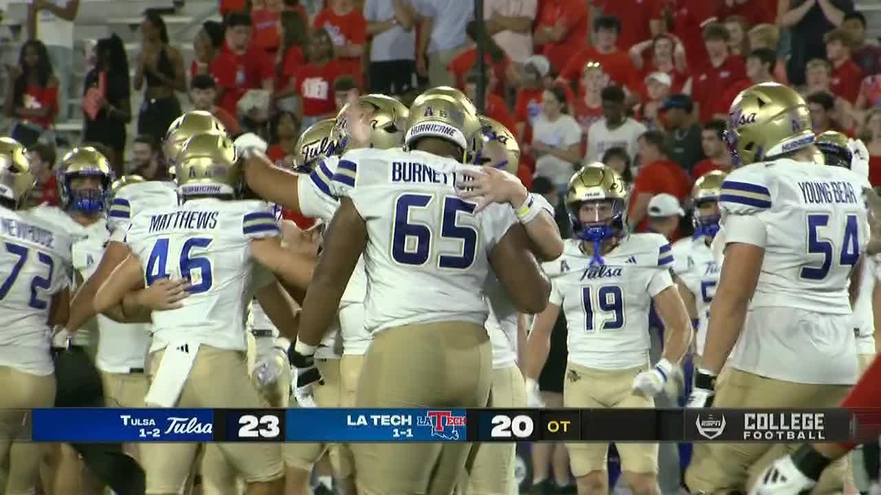 Tulsa hits a game-winning FG to defeat Louisiana Tech in OT - ESPN Video