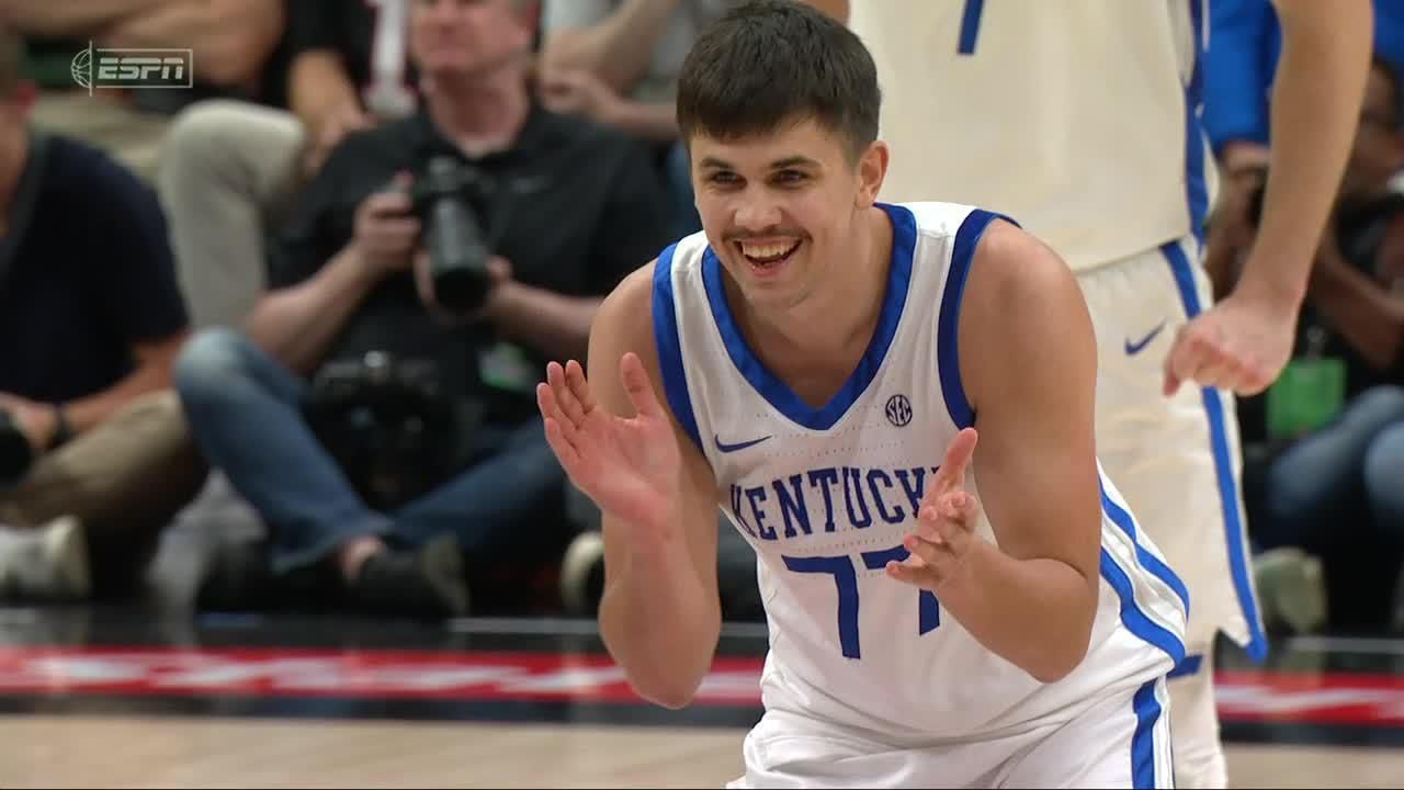 Kerr Kriisa buries a triple for Kentucky - ESPN Video