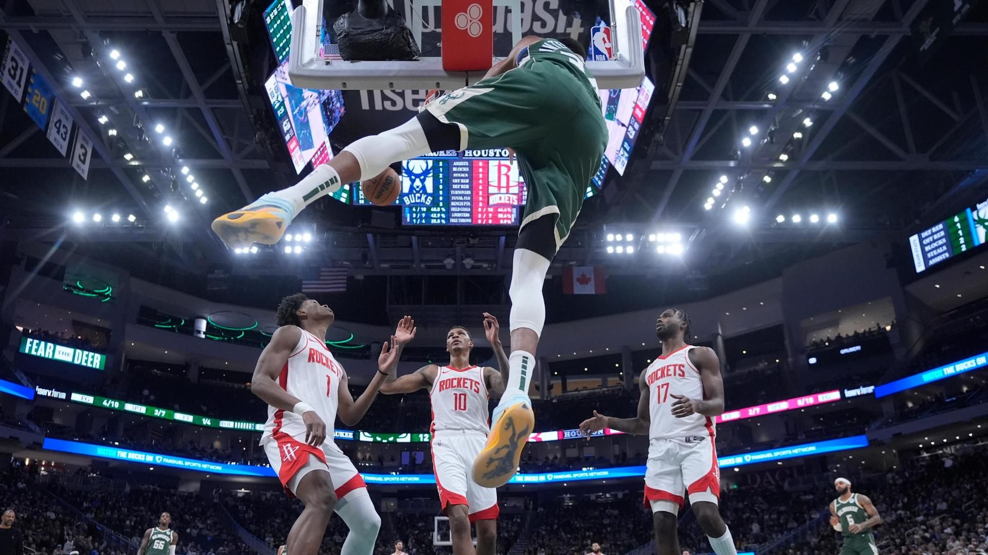 Giannis goes coast-to-coast and almost leaps past basket for dunk ...