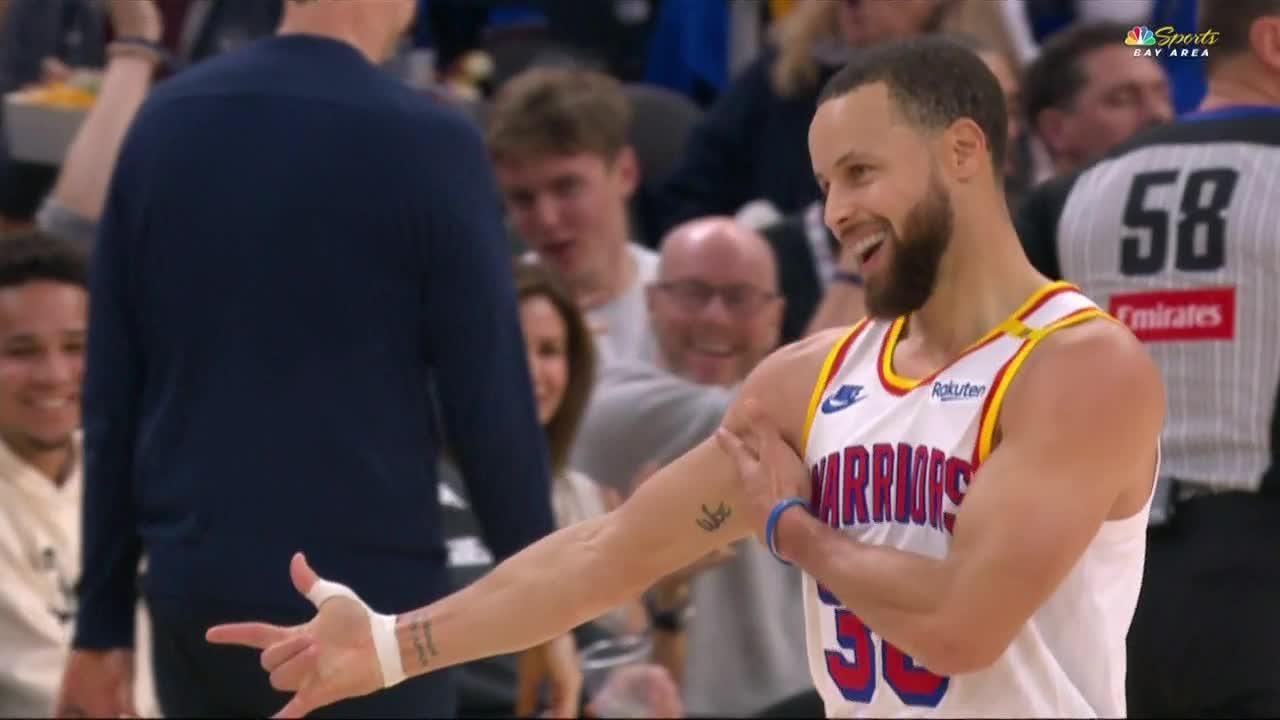 Steph doubles up on celebrations after no-look three - ESPN Video