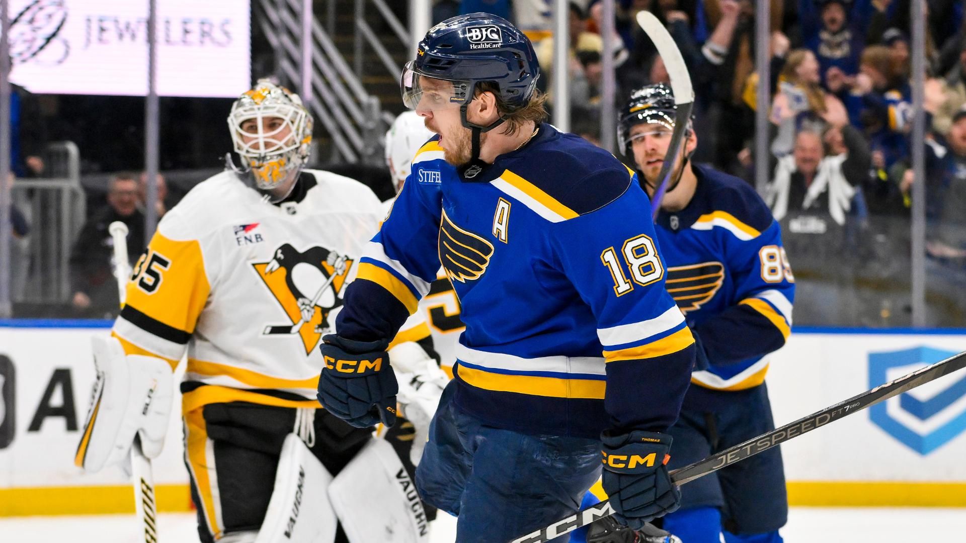 Blues edge Penguins 5-4 in OT, running win streak to franchise-tying 11 ...