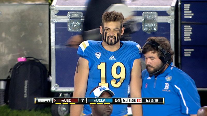 UCLA Bruins Matt Mengel, Eddie Vanderdoes sport outrageous eyeblack ...