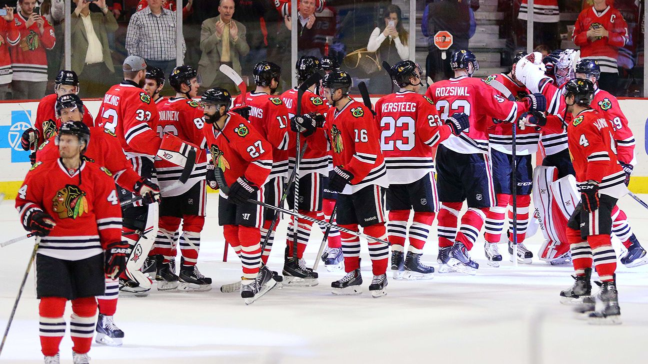 Chicago Blackhawks reach first goal of clinching playoff berth - ESPN ...