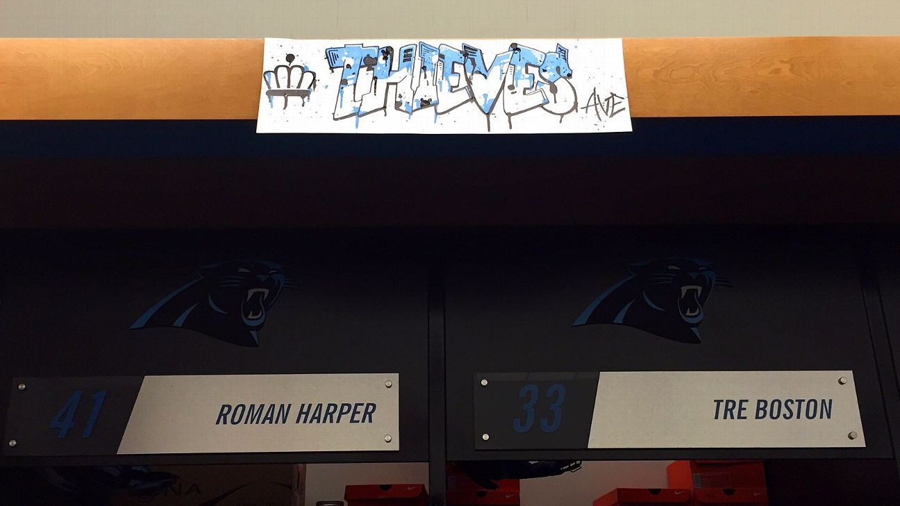 Update on 'Thieves Ave.' signage in Carolina Panthers' locker room ...