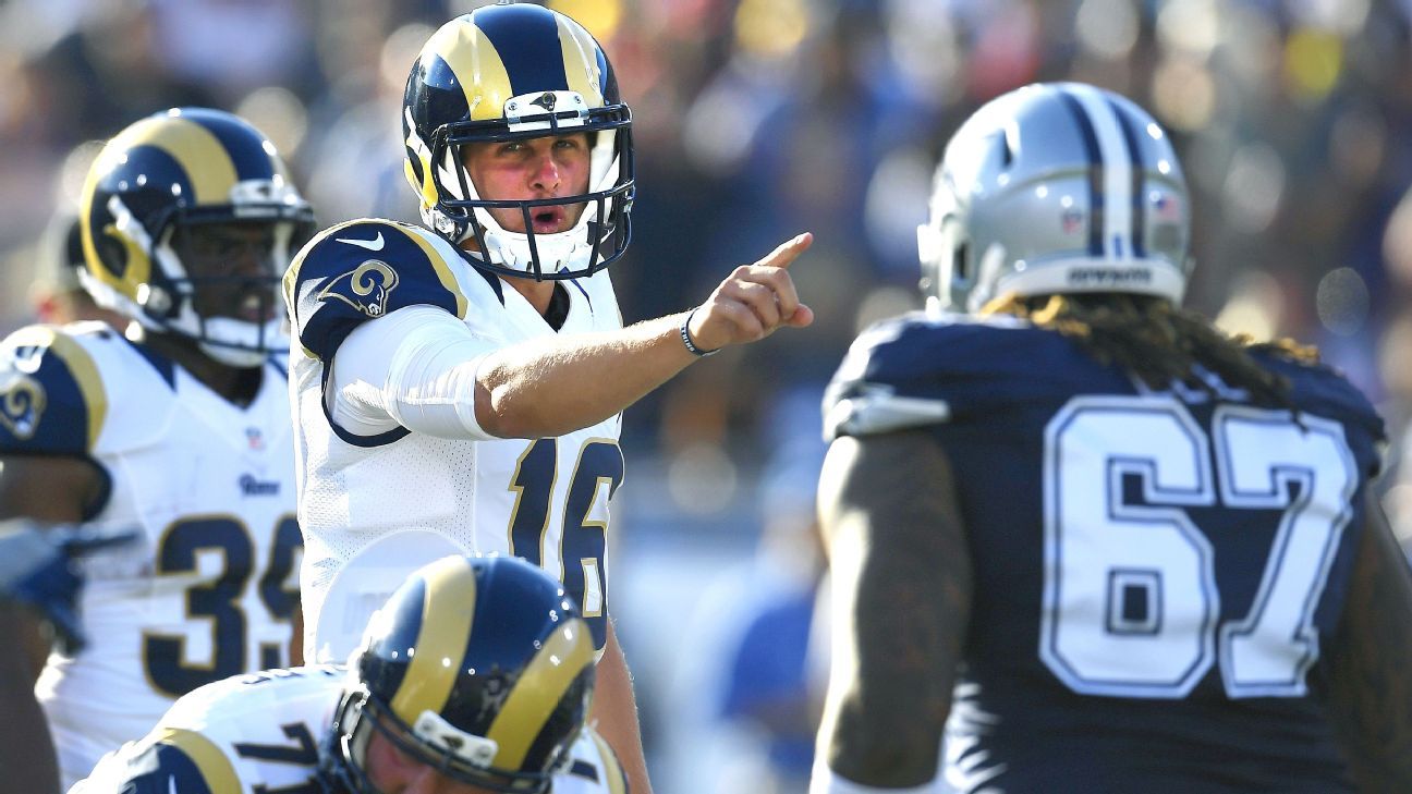 Jared Goff of Los Angeles Rams suffers shoulder injury in first series ...