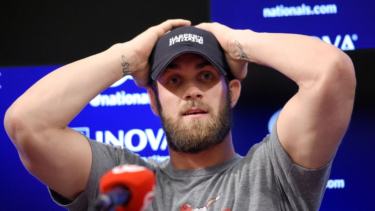 Washington Nationals Bryce Harper reveals New Era lymphoma cap - ESPN ...