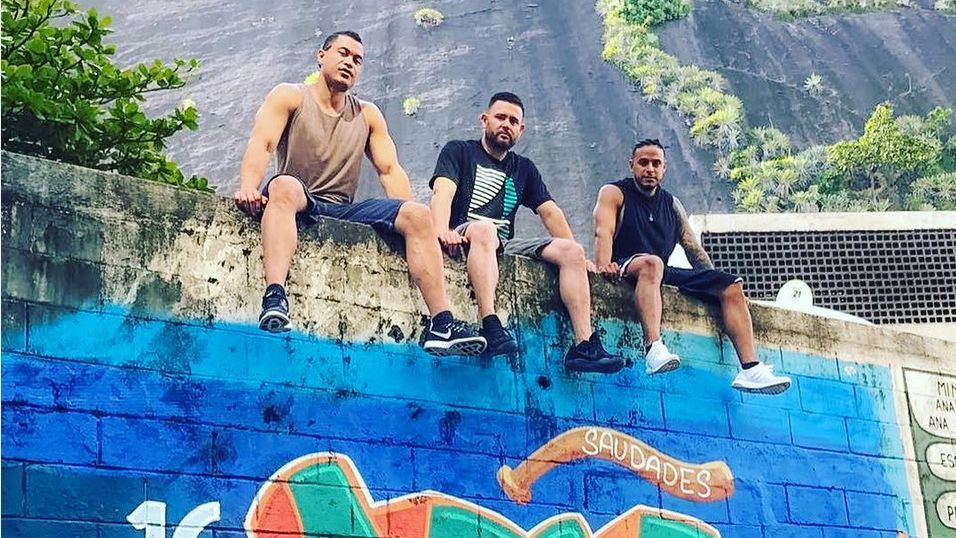 Miami Marlins' Giancarlo Stanton, A.J. Ramos and former teammate Ricky ...