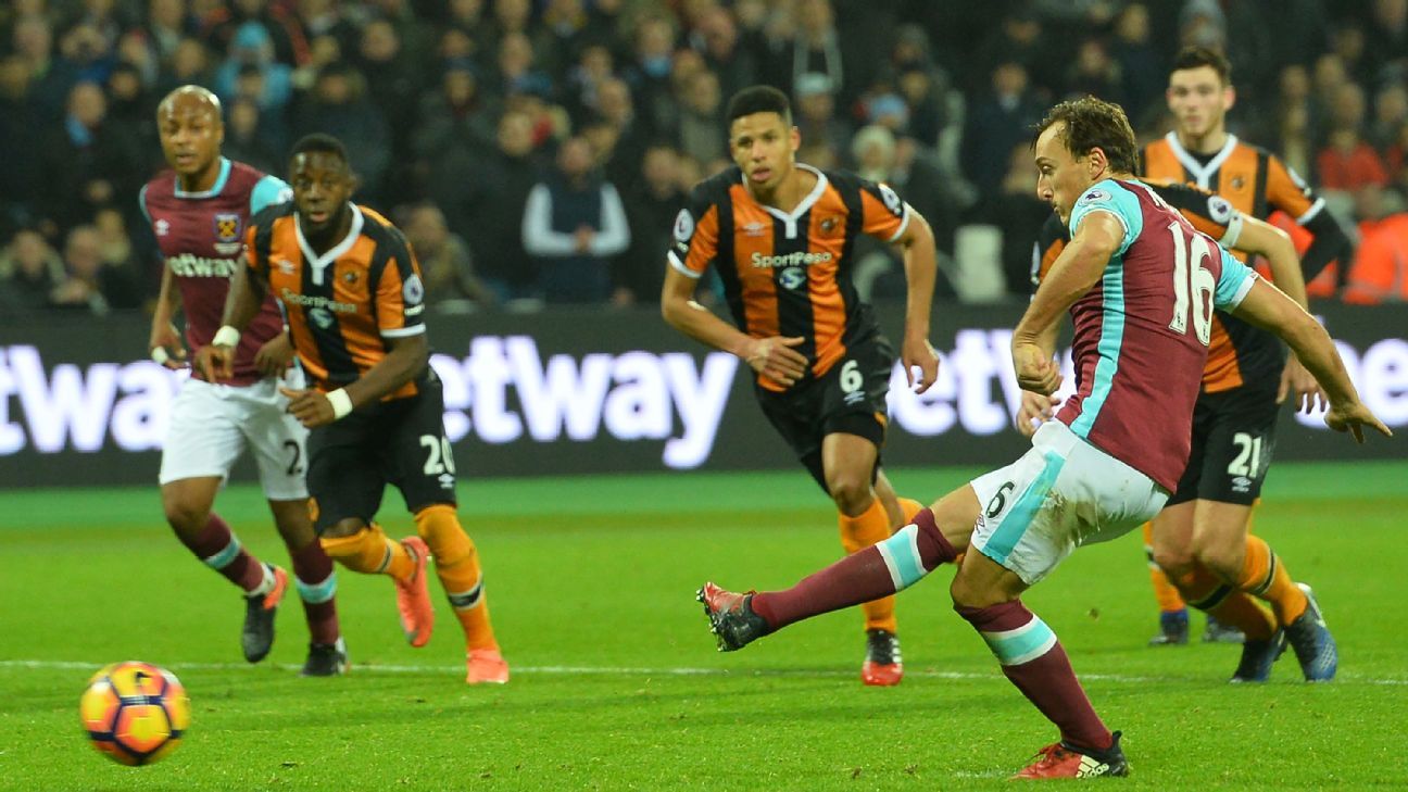 Mark Noble penalty edges West Ham past Hull City - ESPN