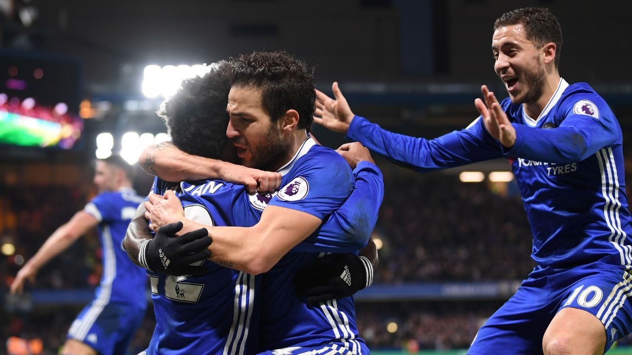 Chelsea make it 13 straight wins Man United beat Boro Leicester win - ESPN