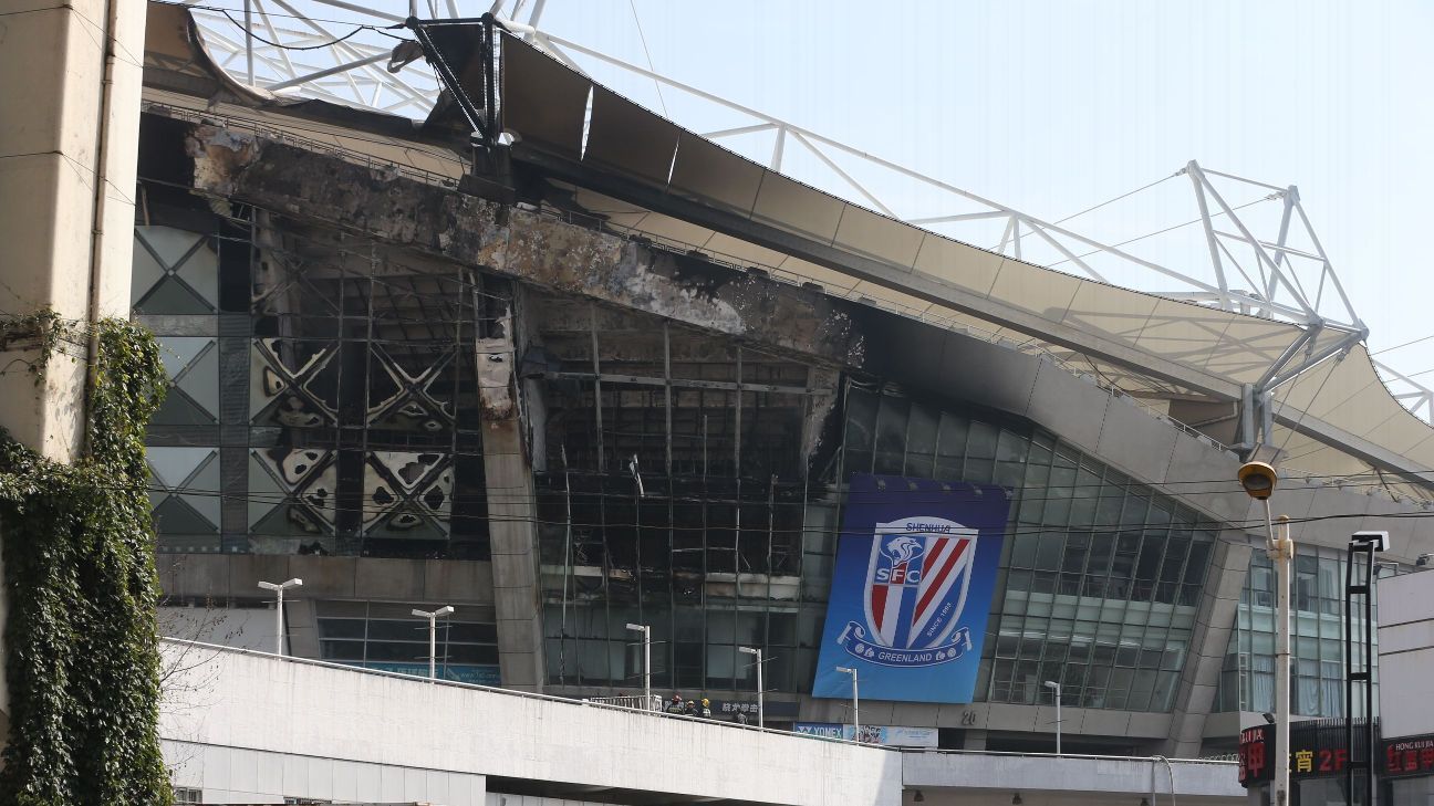 Shanghai Shenhua's Hongkou Stadium catches fire - ESPN
