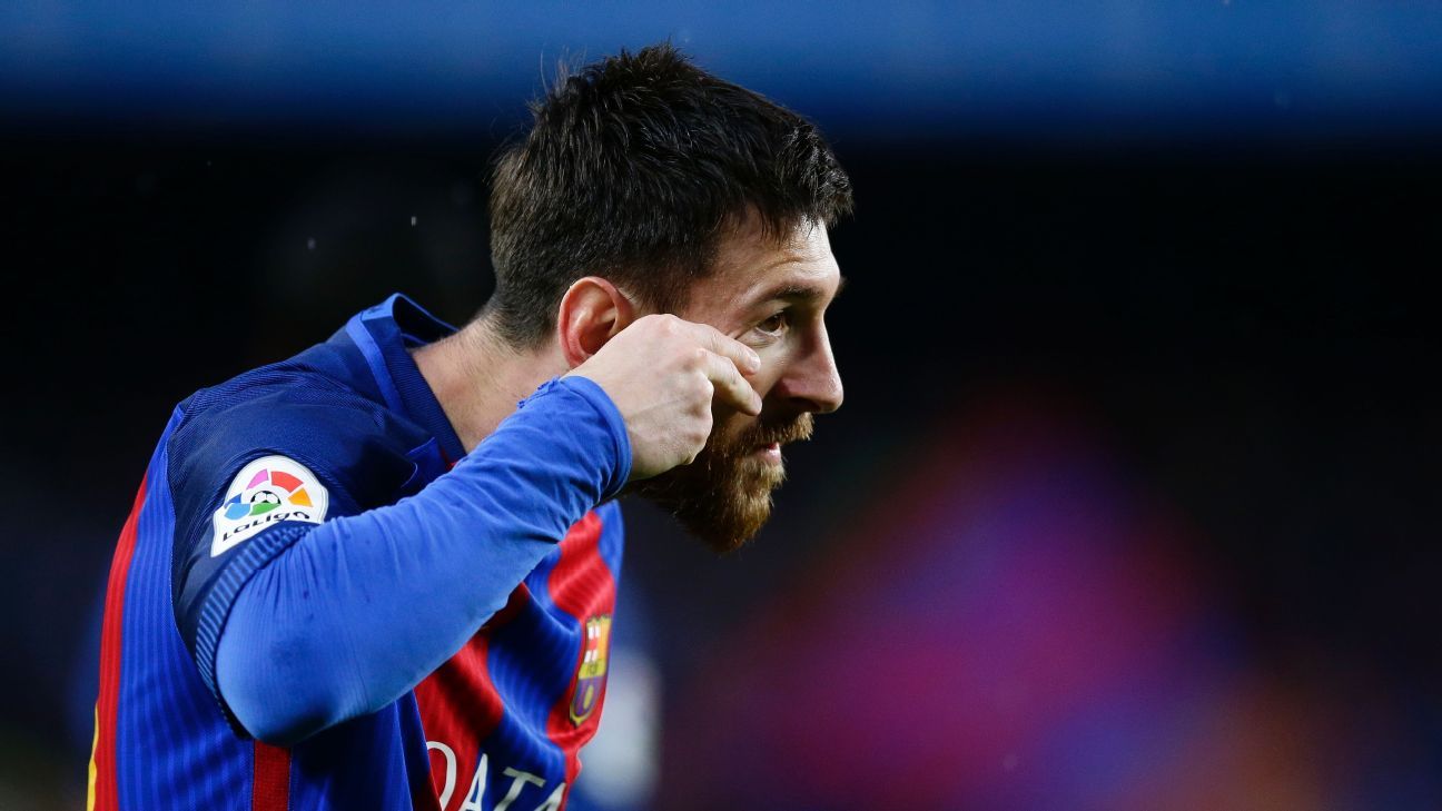 Lionel Messi uses celebration to promote Paediatric Cancer Centre - ESPN