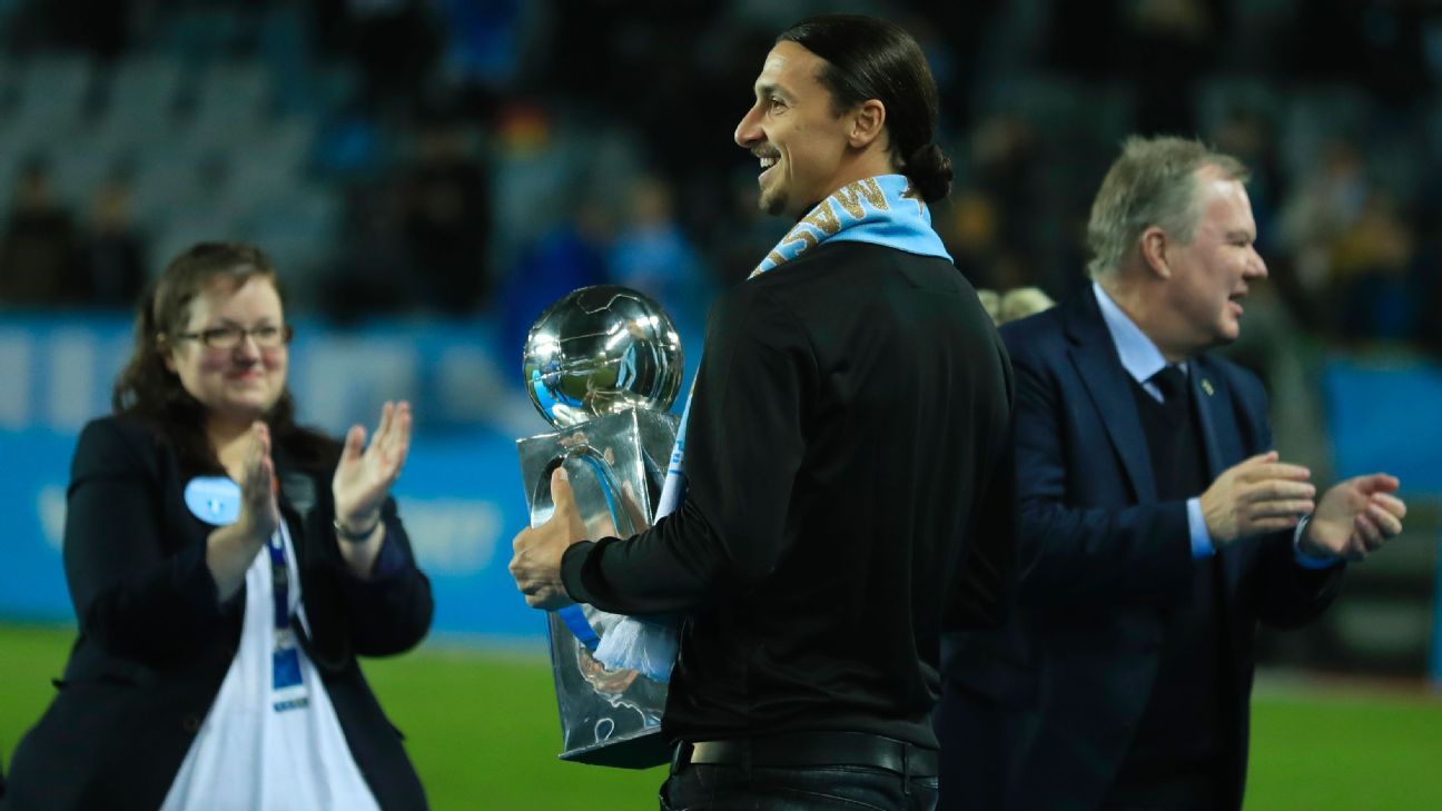 Zlatan Ibrahimovic presents Malmo with Swedish league trophy - ESPN