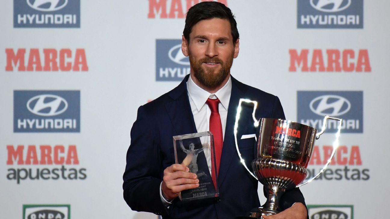 Lionel Messi accepts Marca's award for best player in La Liga - ESPN