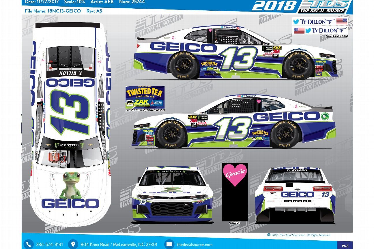 Germain Racing releases 2018 GEICO schemes - ESPN