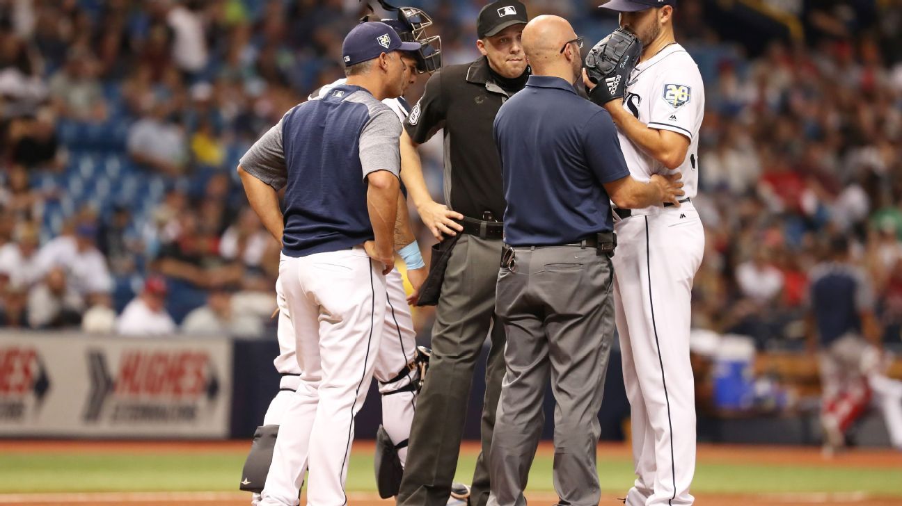 Jake Faria exits Rays game with oblique strain - ESPN