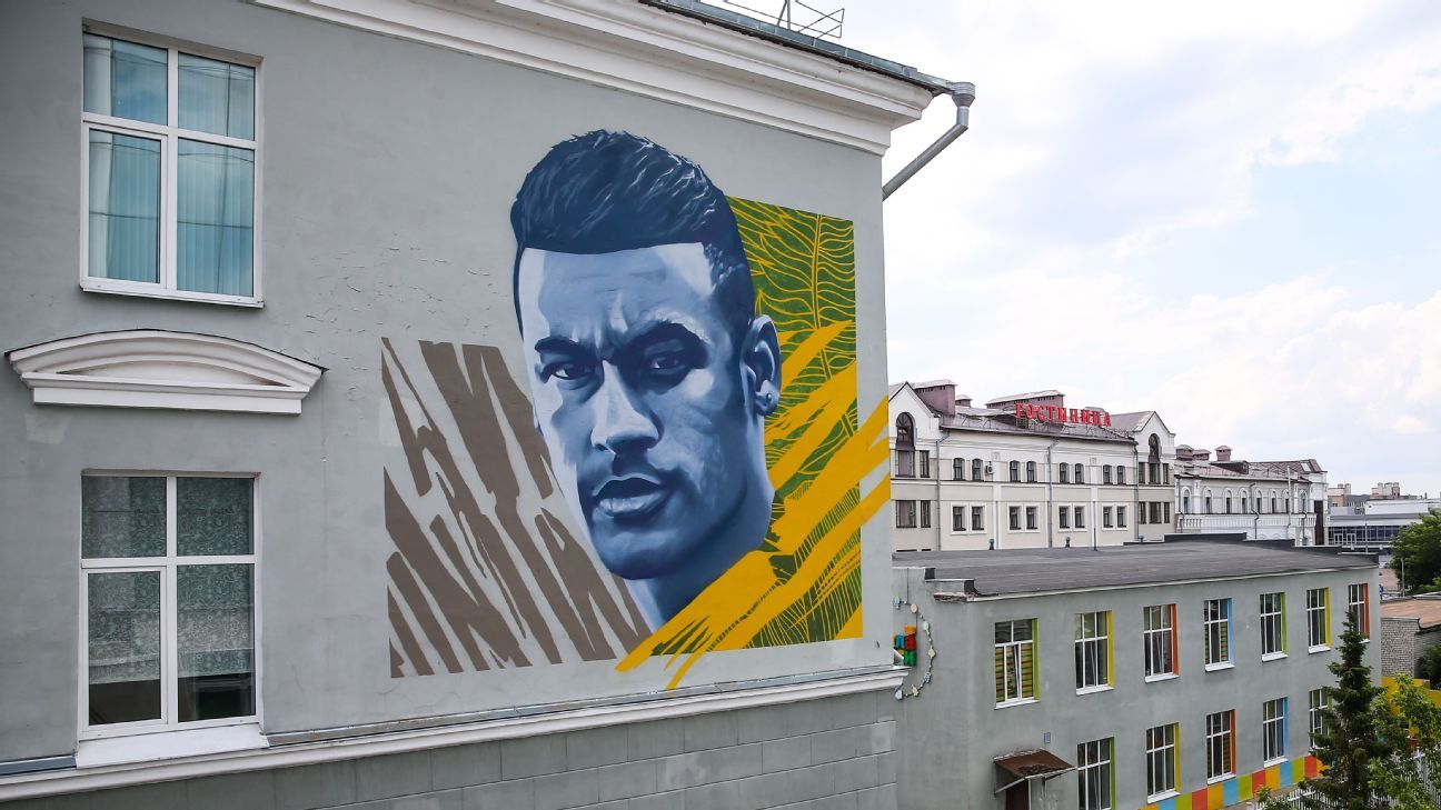 Neymar joins Cristiano Ronaldo Lionel Messi with mural in World Cup ...
