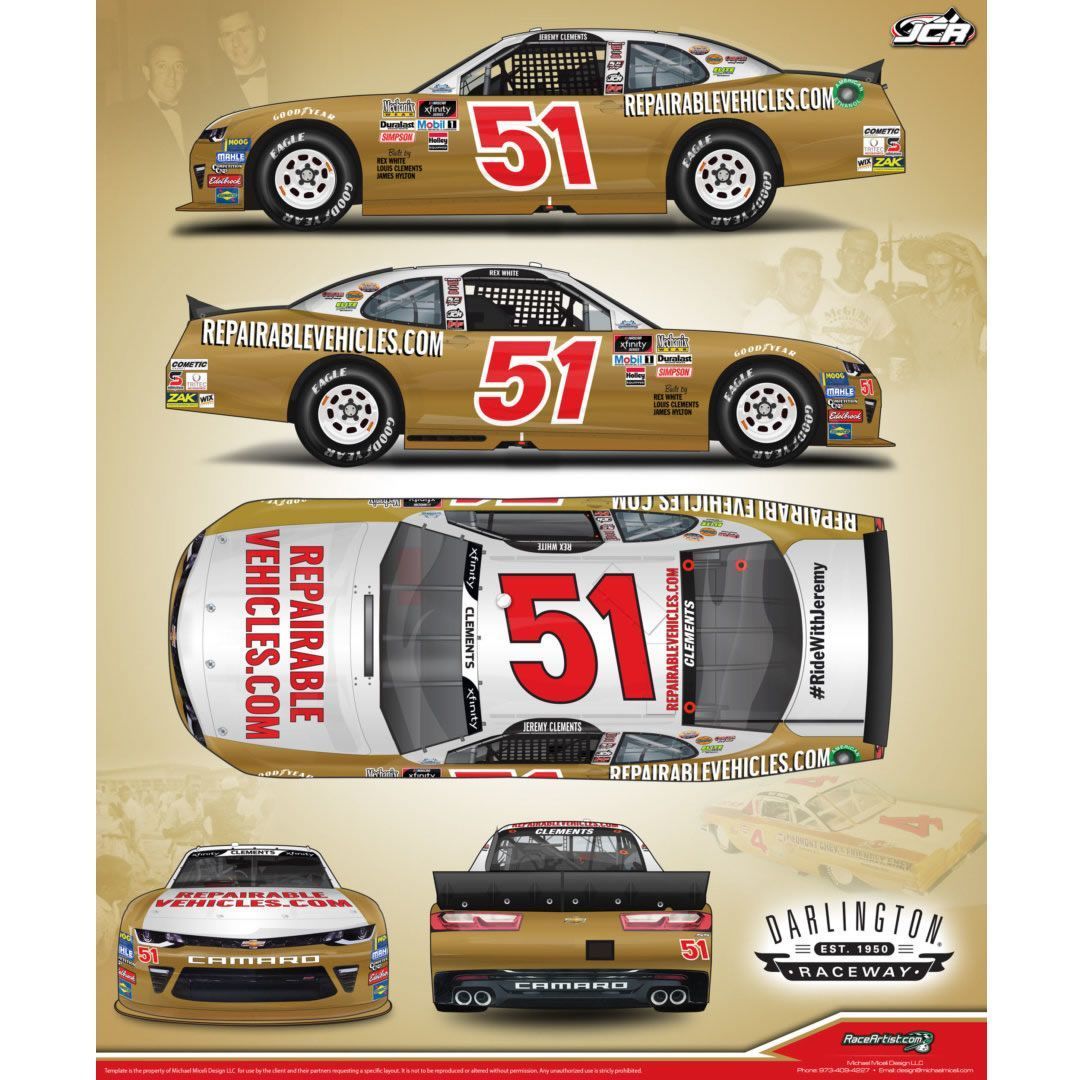Jeremy Clements' Darlington throwback to honor Rex White and Louis ...