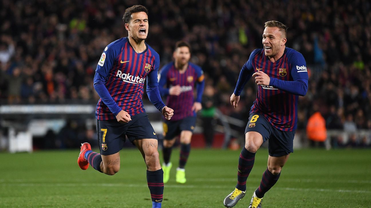 Com gols de Coutinho e Arana e passe magistral de Arthur, Barça goleia ...