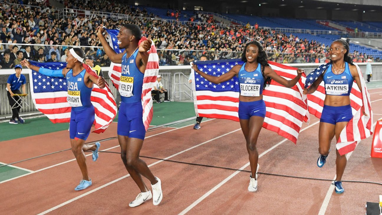 U.S. tops at world relays, but 4x100 team upset - ESPN