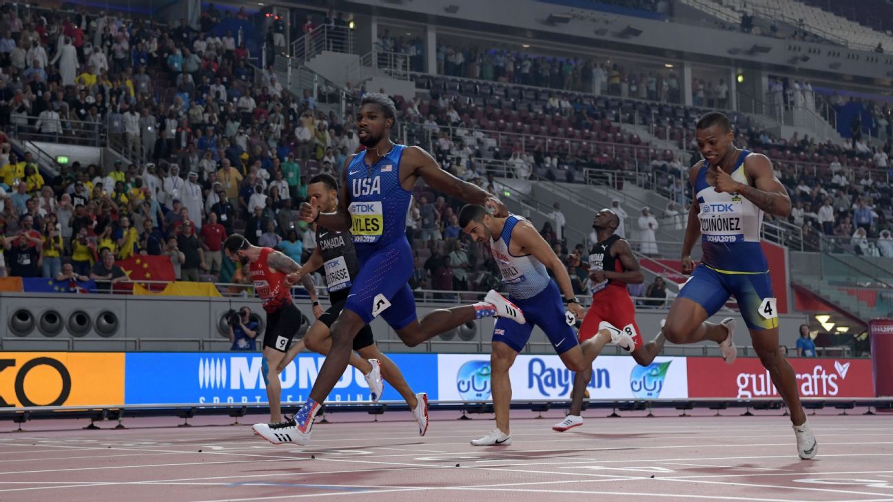 Noah Lyles sprinting past opponents and childhood hurdles and wins 200 ...