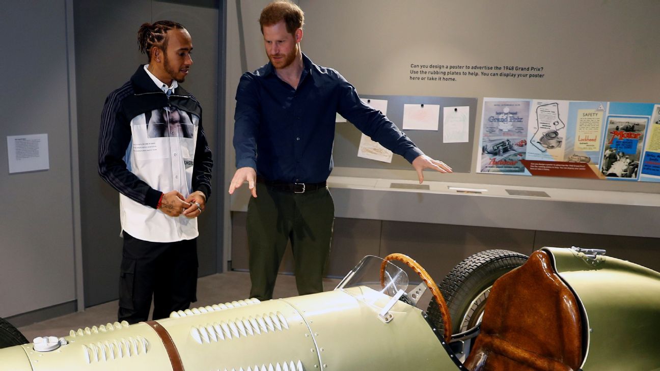 Lewis Hamilton joins Prince Harry at opening of Silverstone museum - ESPN