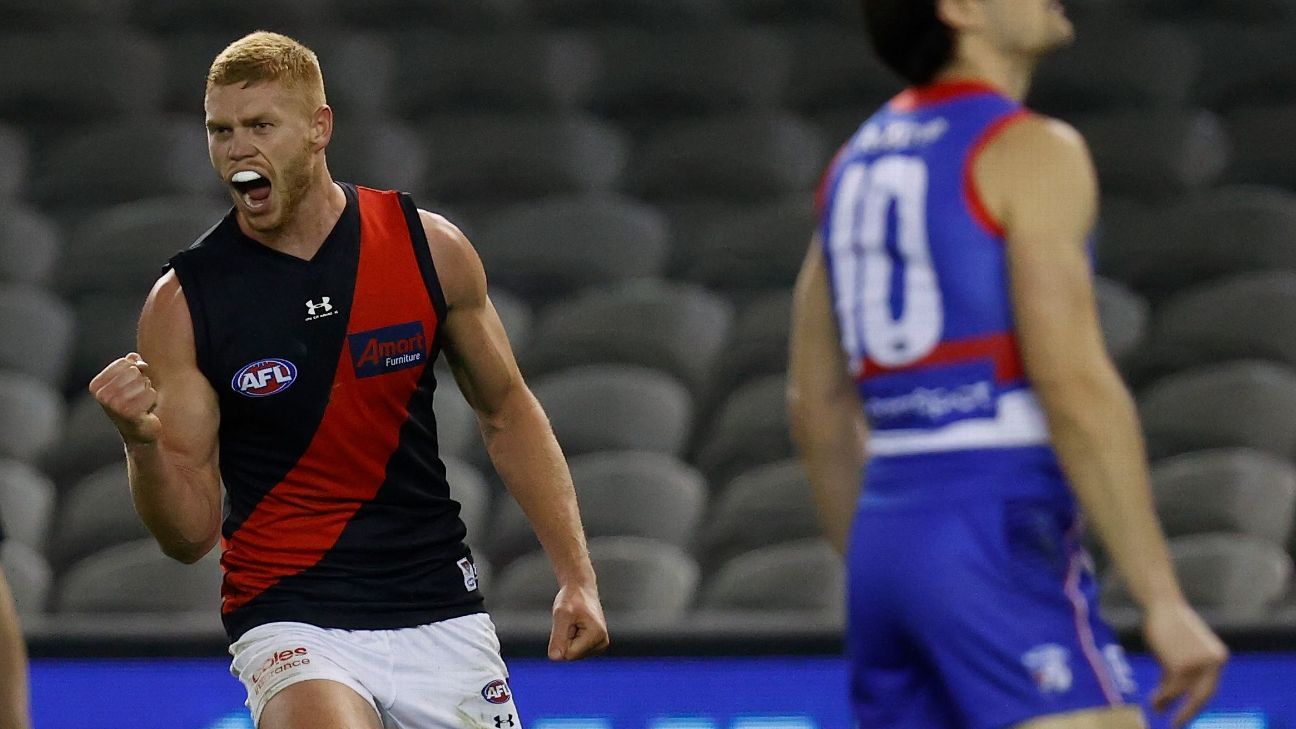 AFL Round 21 Peter Wright stars with seven goals as Essendon Bombers ...