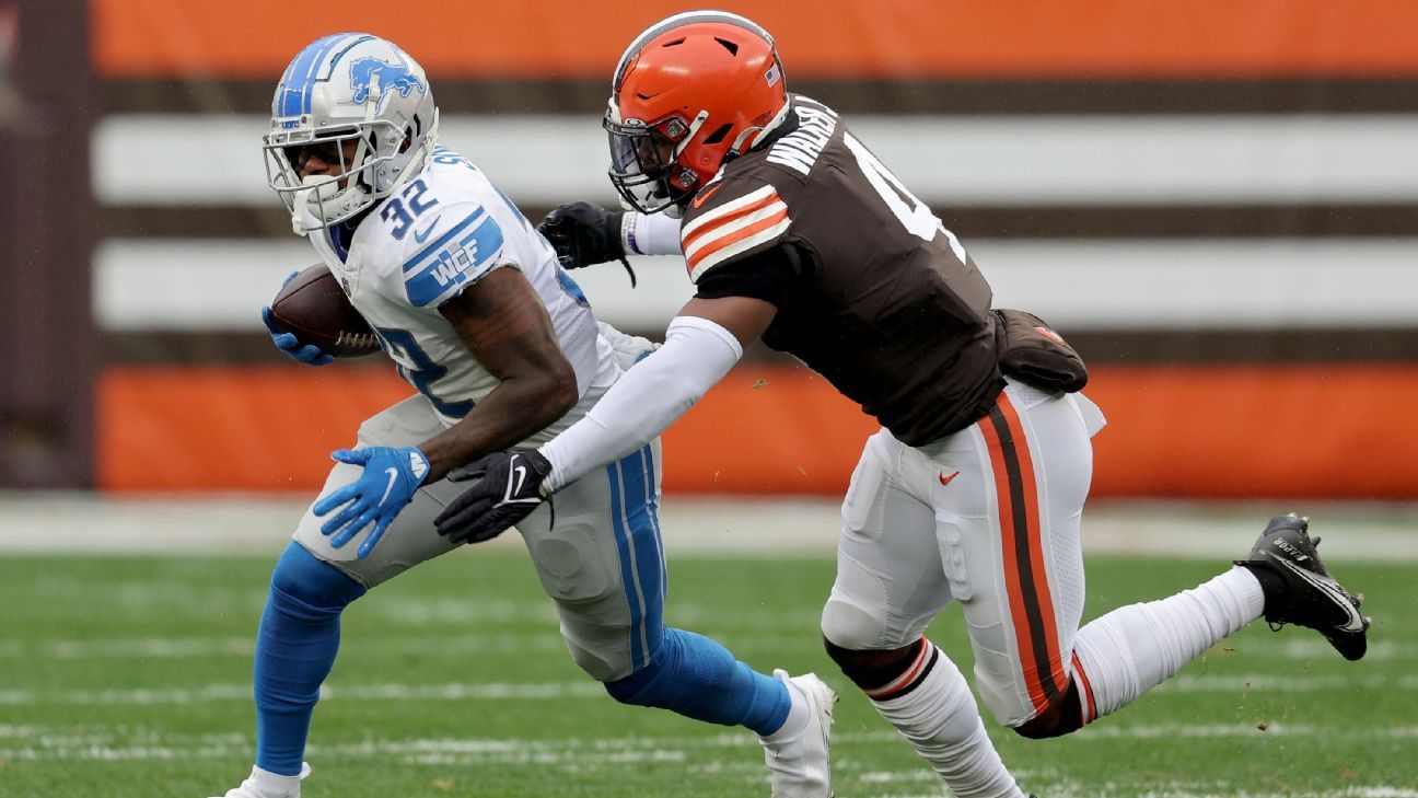 Detroit Lions RB D'Andre Swift runs through Cleveland Browns' defense for 57-yard touchdown - ESPN